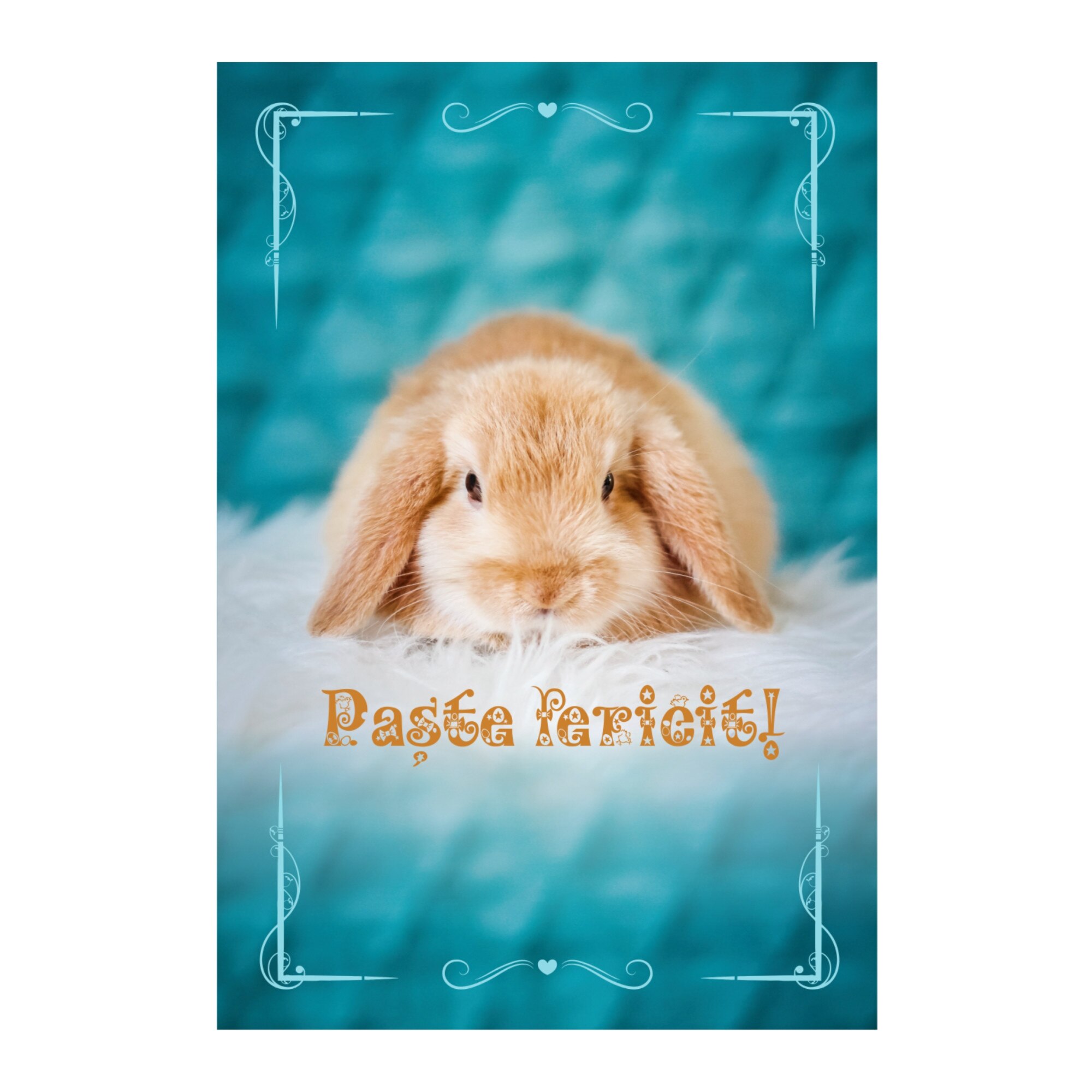 Felicitare de Paste, cu plic, "Paste fericit!", iepuras, 120x180mm ...
