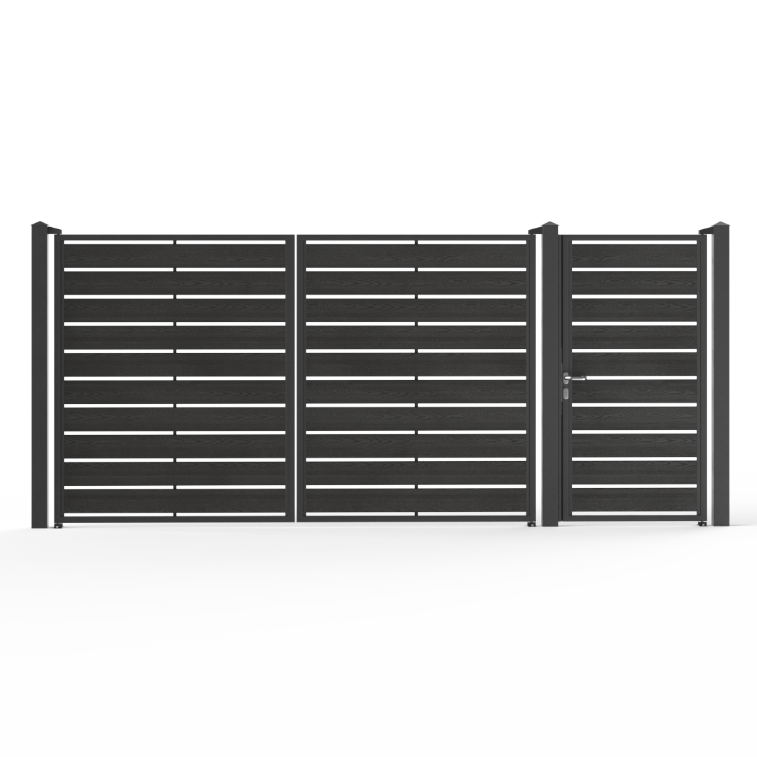 Set poarta auto si pietonala, Todome, Model 75 cu WPC, gri, 400 x 180 ...