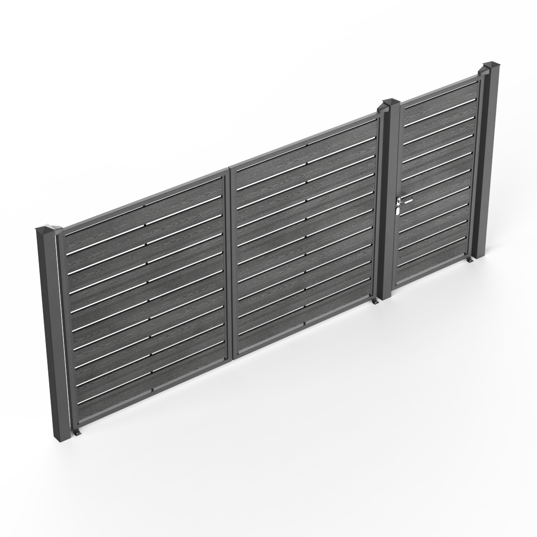 Set poarta auto si pietonala, Todome, Model 75 cu WPC, gri, 400 x 180 ...