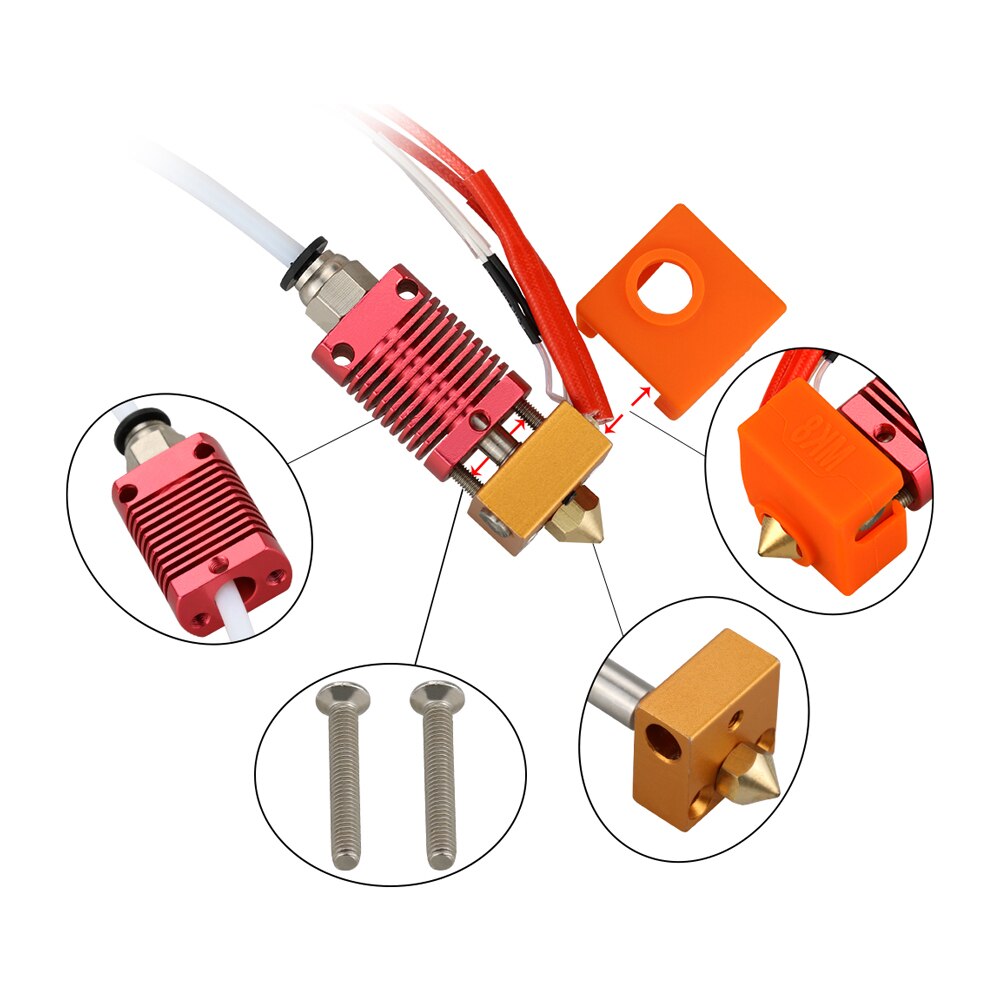 Cablu transfer termic imprimanta 3D, Aluminiu/Inox/Alama, 0.4 mm, Rosu ...