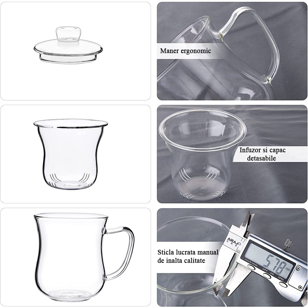 Set 2 ceainice cu infuzor din sticla si capac, Quasar & Co.®, Tee for ...