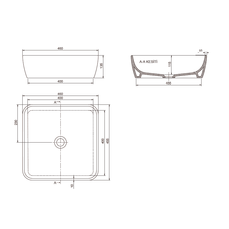 CeraStyle ONE Top Counter - szögletes - pultra ültethető porcelán ...