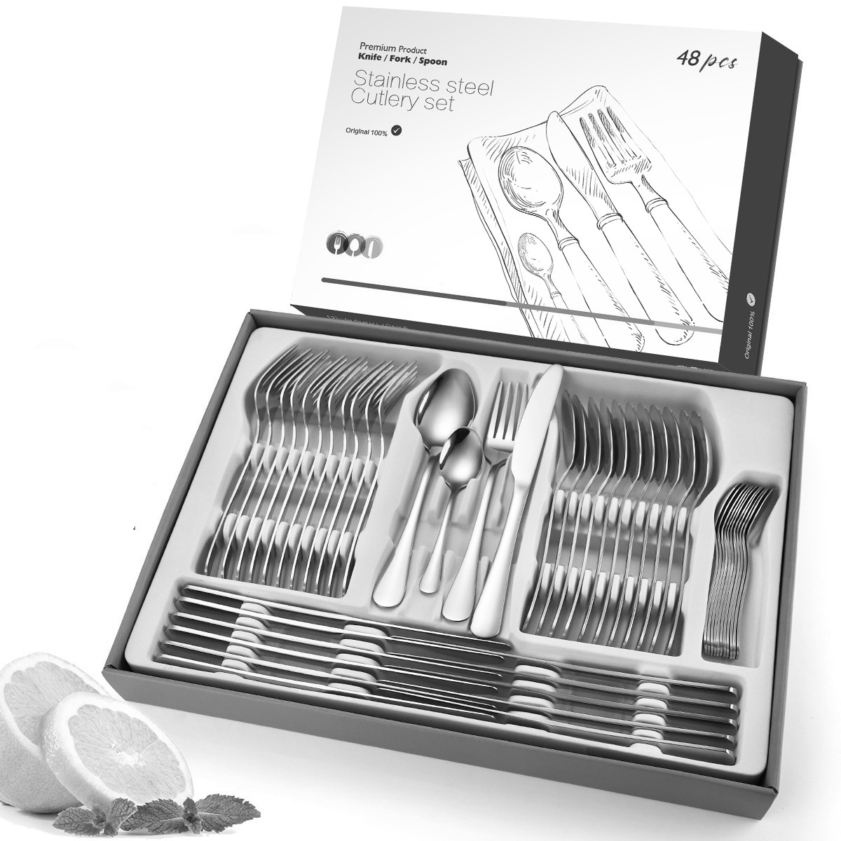 Set tacamuri VENUS STAR din inox 48 piese, crom - eMAG.ro