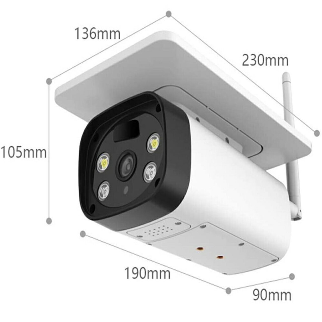 Camera solara de exterior, Full HD, 2MP, Fara fir, Senzor de miscare ...