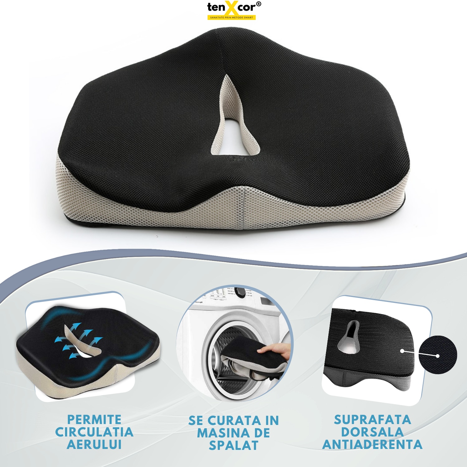 Perna Ortopedica Scaun de Birou sau Auto, TenX, din Spuma Memorie si ...