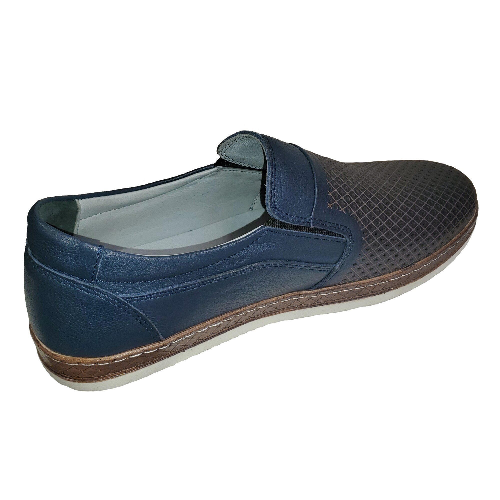 Pantofi de vara din piele naturala perforata, albastru, 43 - eMAG.ro