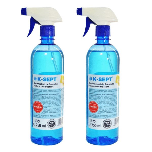 Set 2 bucati dezinfectant de maini lichid 750 ml K-sept cu pulverizator ...