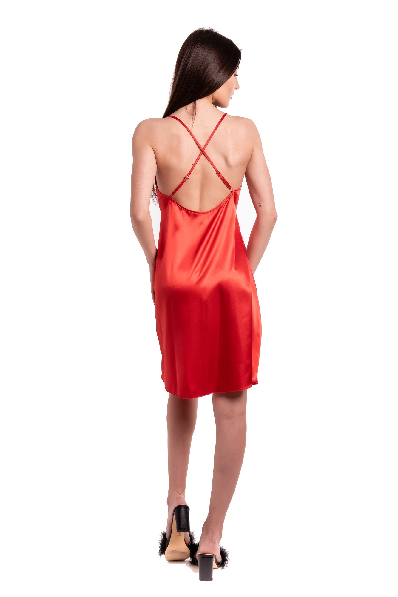 Furou dama, Lia Veselie, Model Bonnie, satin, rosu, S - eMAG.ro