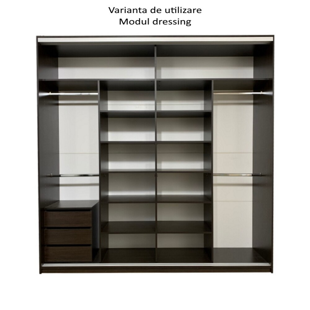 Modul dressing, Wenge, H59 x L50 x A50 cm, cu 3 sertare, PAL 18 mm ...