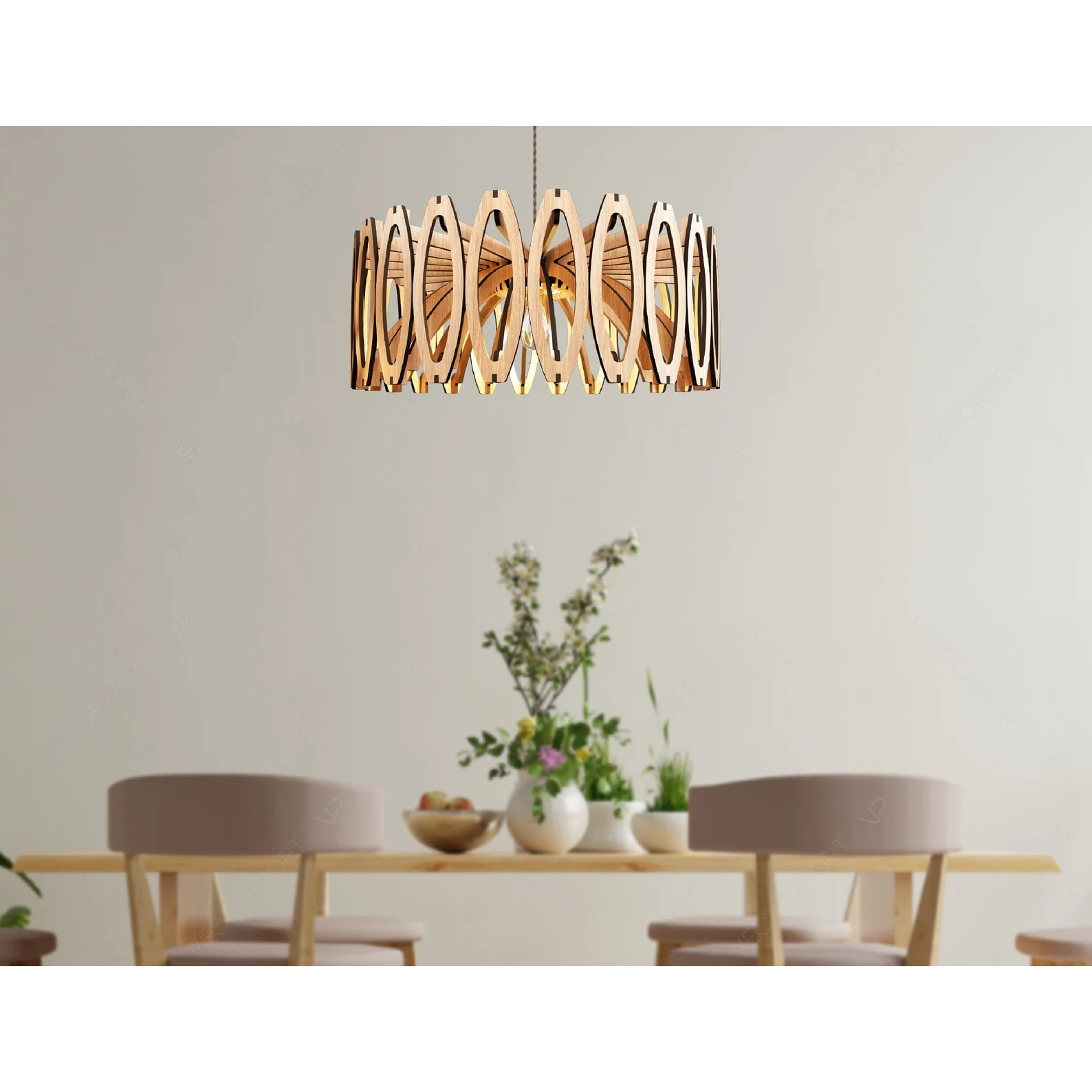 Lustra Pendul elegant din lemn Round oval - eMAG.ro