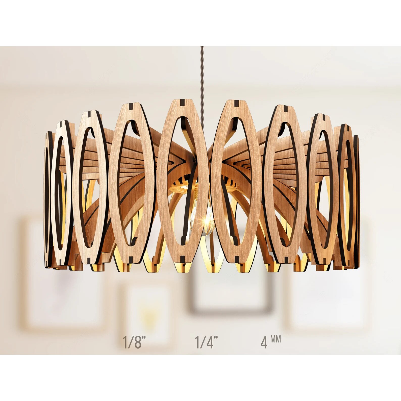 Lustra Pendul elegant din lemn Round oval - eMAG.ro