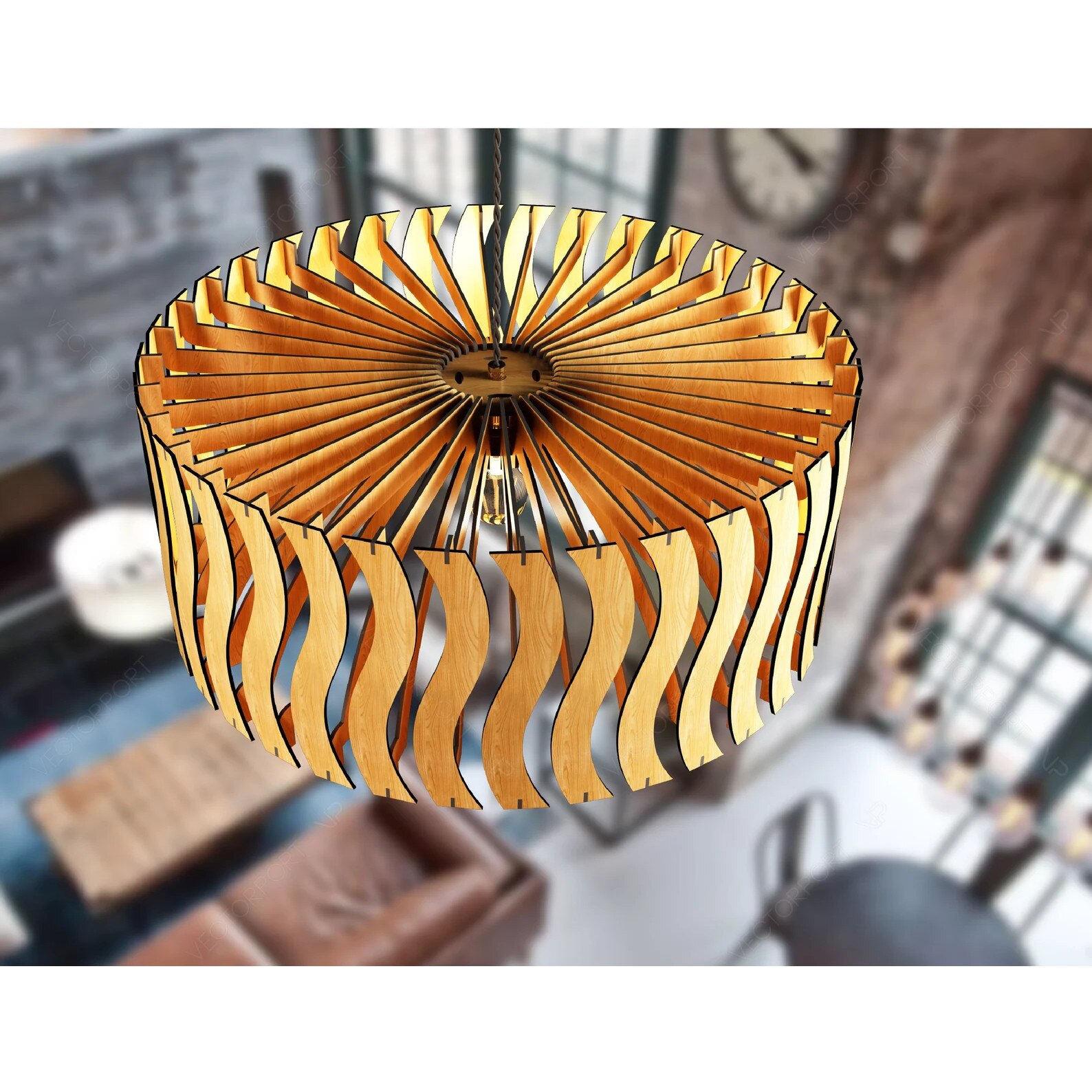 Lustra Pendul elegant din lemn Round s line - eMAG.ro