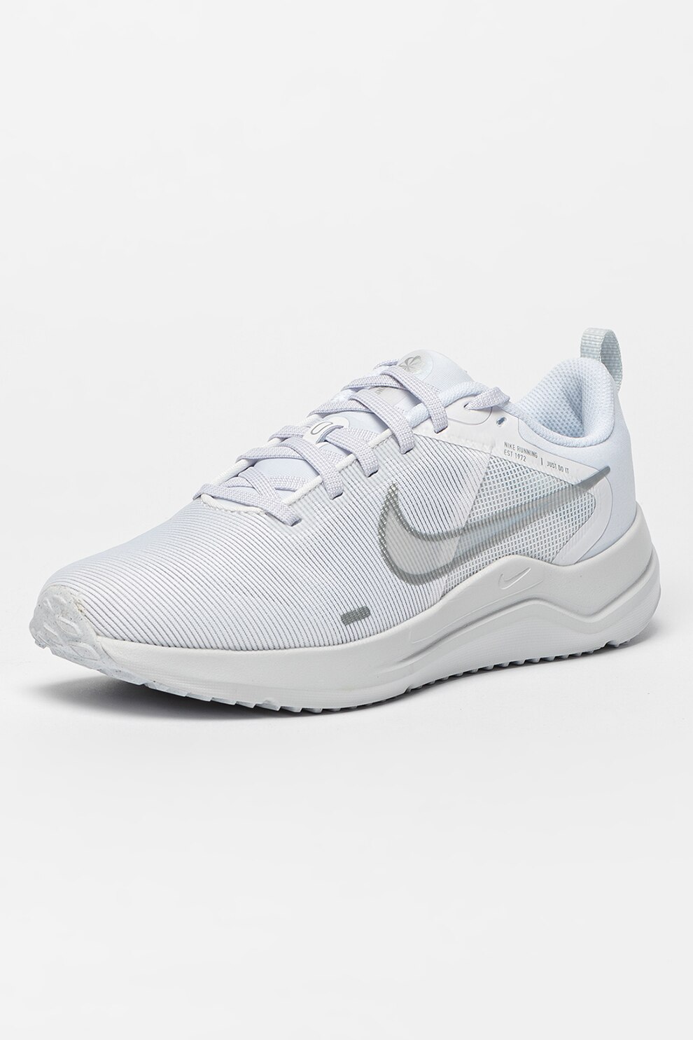 Nike, Pantofi cu logo pentru alergare Downshifter 12, Alb, Argintiu, 7 ...