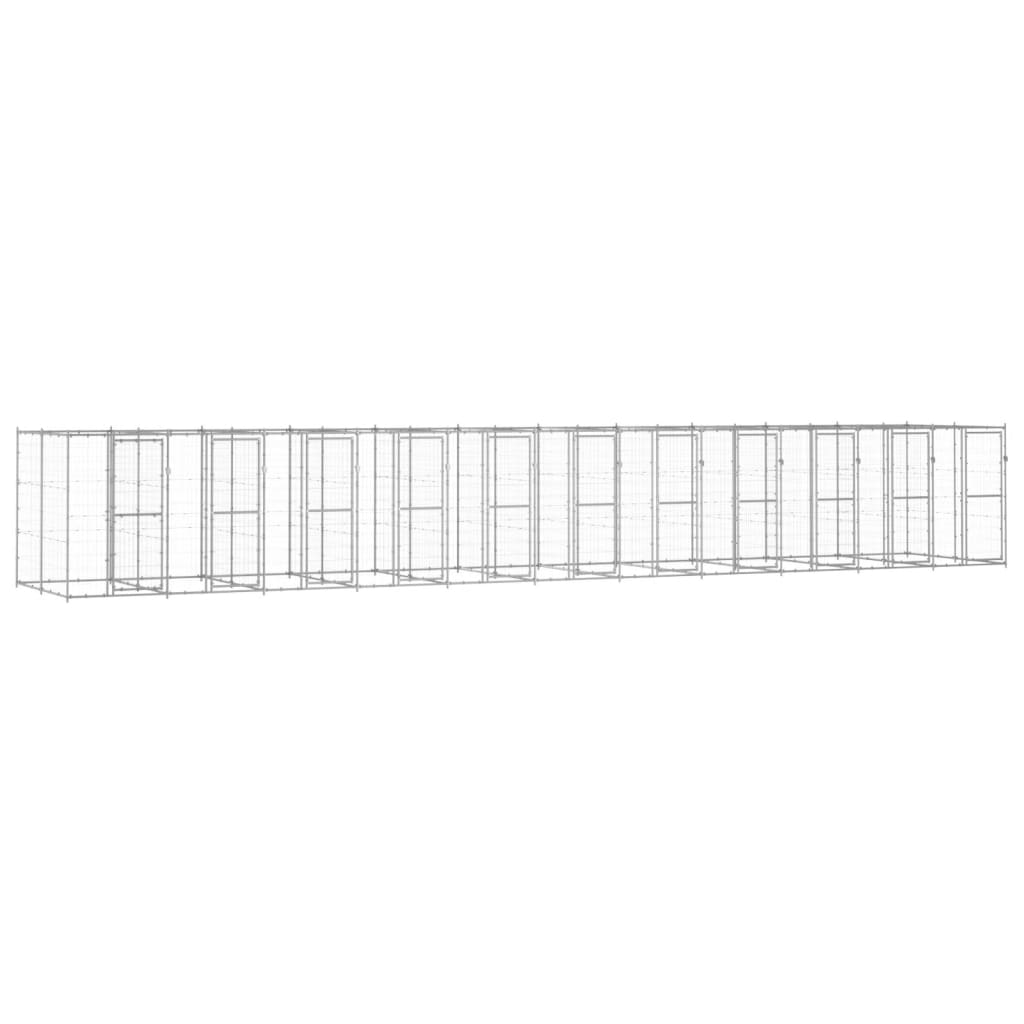 Padoc pentru caini de exterior vidaXL, 26,62 m², otel galvanizat, 41.68 ...