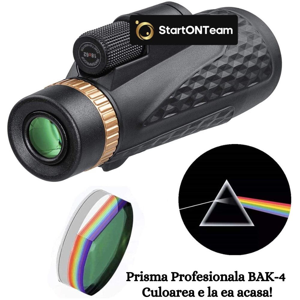 Monoclu Telescop Profesional HD StartONTeam 16x55 cu Vedere pe Timp de ...