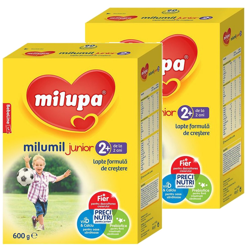 Pachet 2 x Milupa Milumil Junior 2+, 600g, de la 2 ani - eMAG.ro