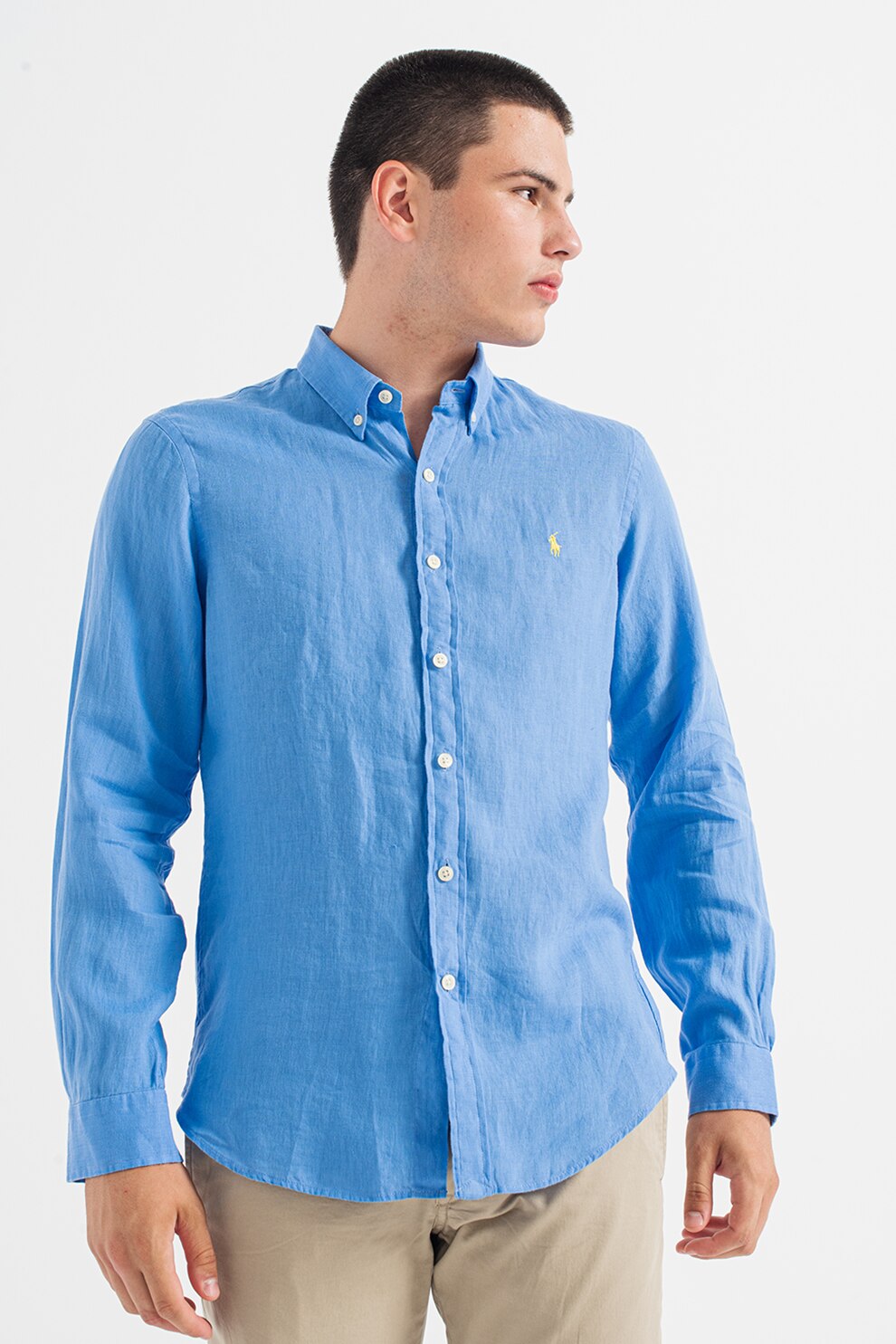 Polo Ralph Lauren, Camasa slim fit de in Classics, Albastru azur, L ...