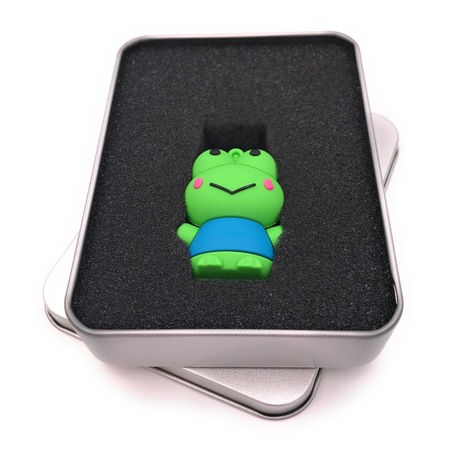 Stick USB in forma de broasca, PVC, 16 GB, USB 2.0, Verde/Albastru ...