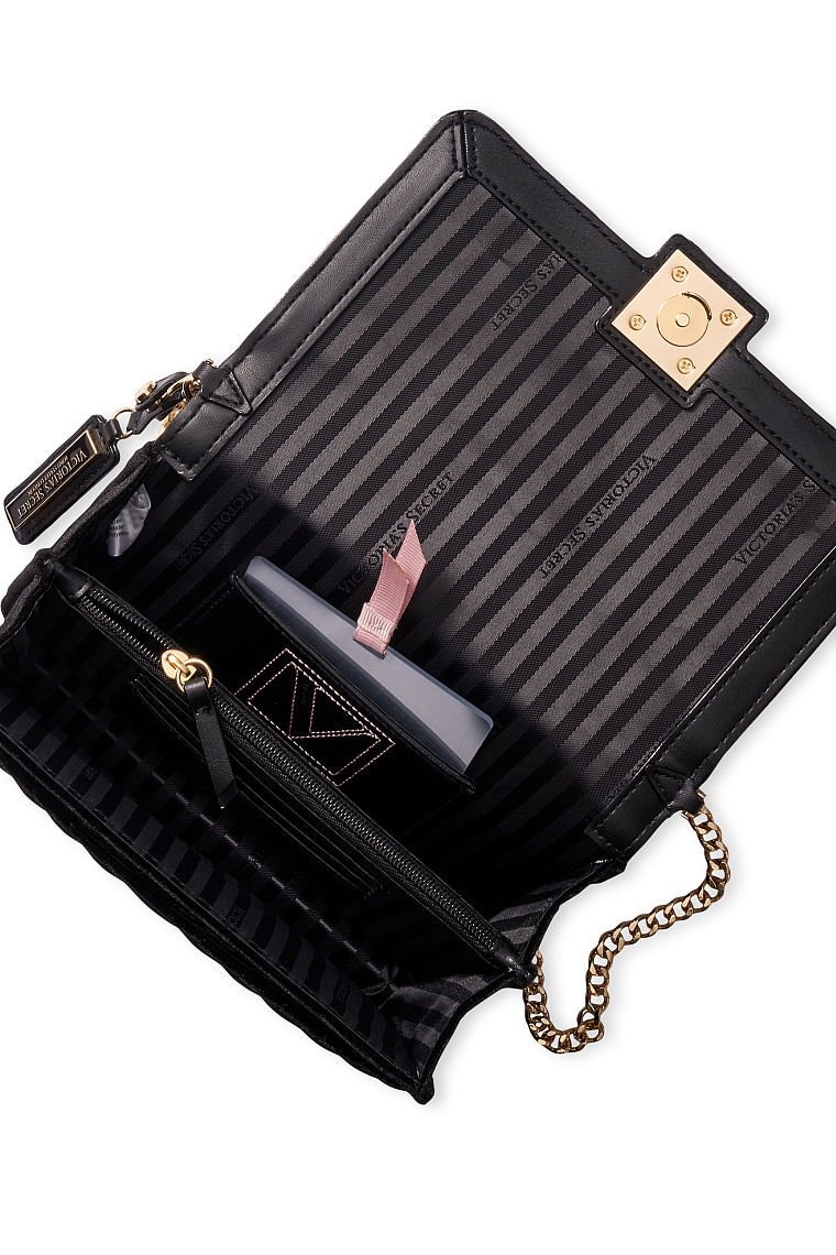 Geanta, Victoria's Secret, The Victoria Mini Shoulder Bag, Black Velvet ...