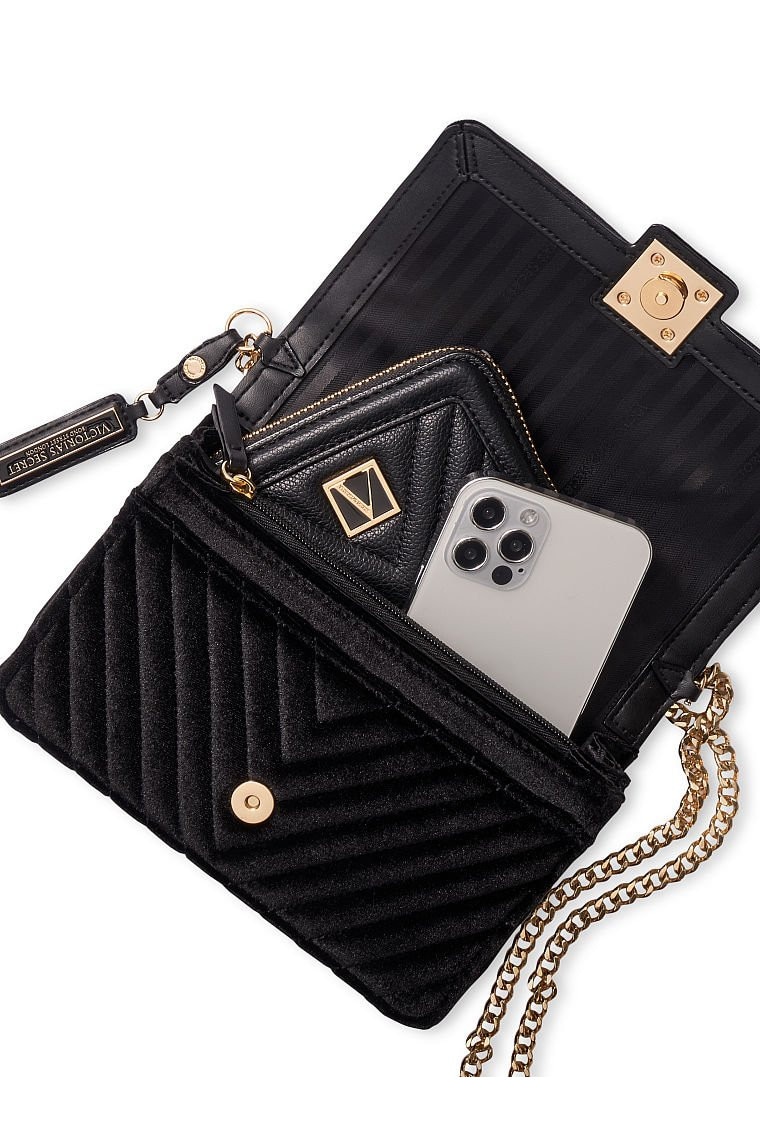 Geanta, Victoria's Secret, The Victoria Mini Shoulder Bag, Black Velvet ...