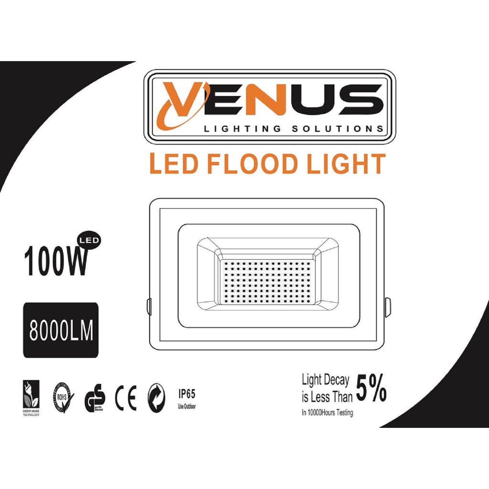 Set 5 proiectoare LED, Venus, 100W, Impermeabil, IP65, 6500k - eMAG.ro