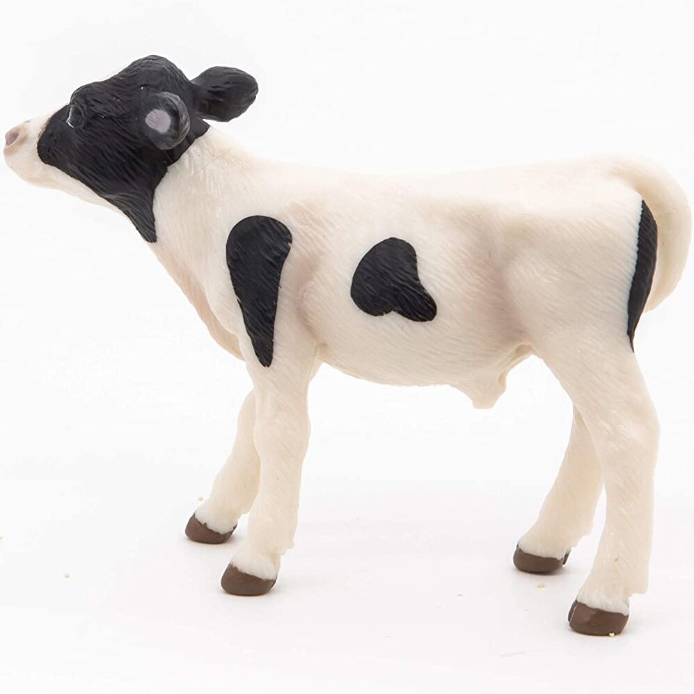 Figurina Papo - Animale de la ferma, Vitel alb cu negru - eMAG.ro