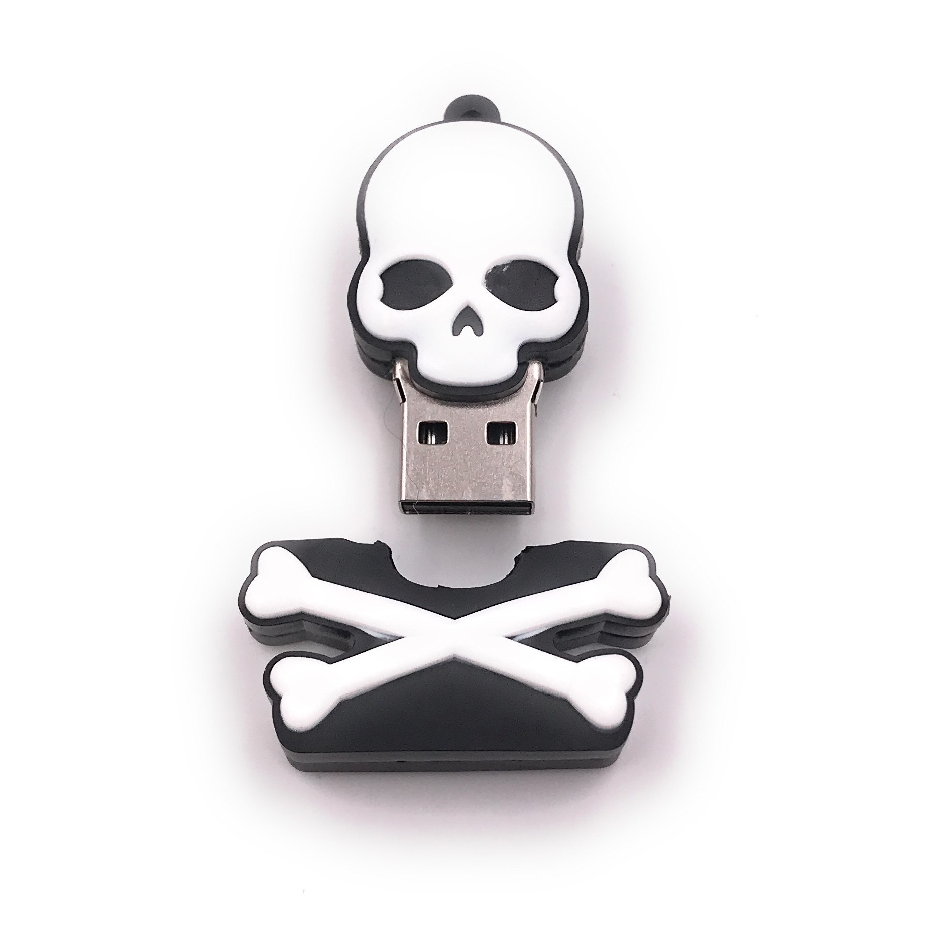 Stick USB, Model semn de avertizare Skull, 32 GB, USB 3.0, Negru/Alb ...