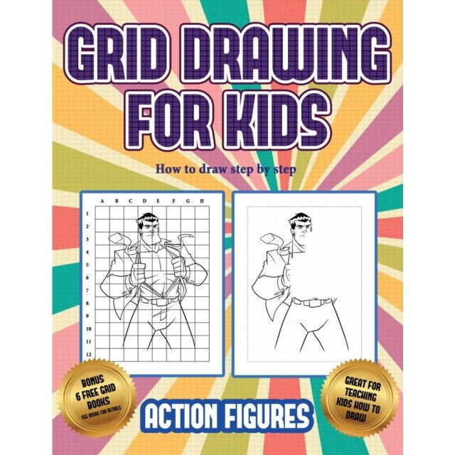 How to draw step by step (Grid drawing for kids - Action Figures): This ...