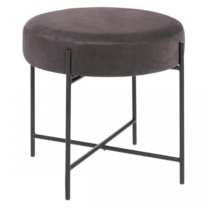 Taburet rotund, velur gri, structura metal negru, Artys - eMAG.ro