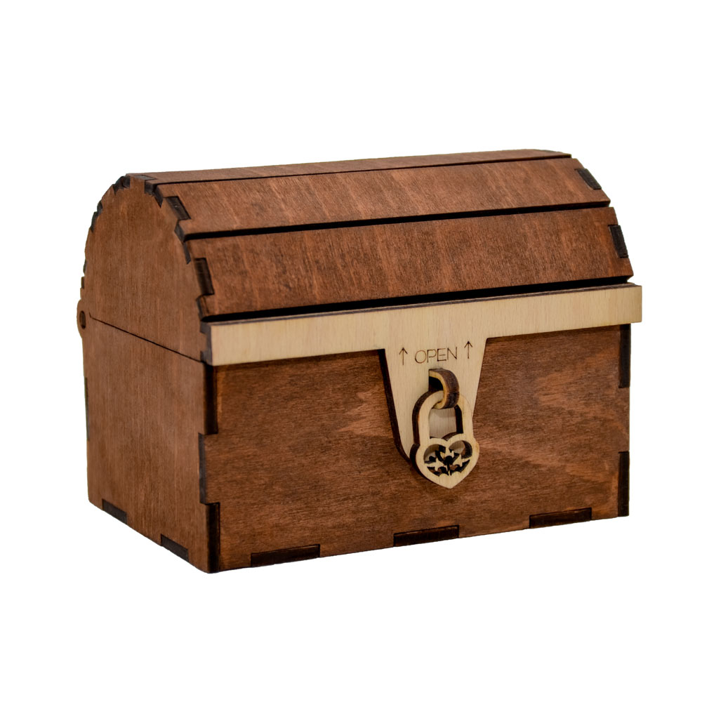 Cufar din lemn cu mesaj, 12x10x9,5 cm, maro, Piksel, cadou personalizat ...