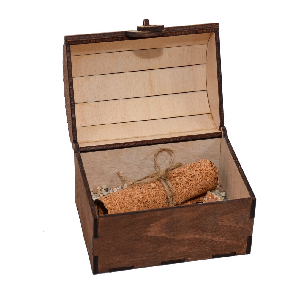 Cufar din lemn cu mesaj, 12x10x9,5 cm, maro, Piksel, cadou personalizat ...