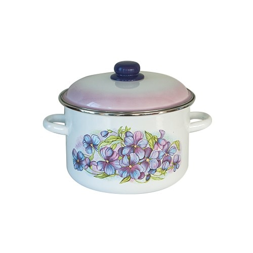 Oala emailata ruseasca FIALKA 5,5 L cu capac emailat - eMAG.ro