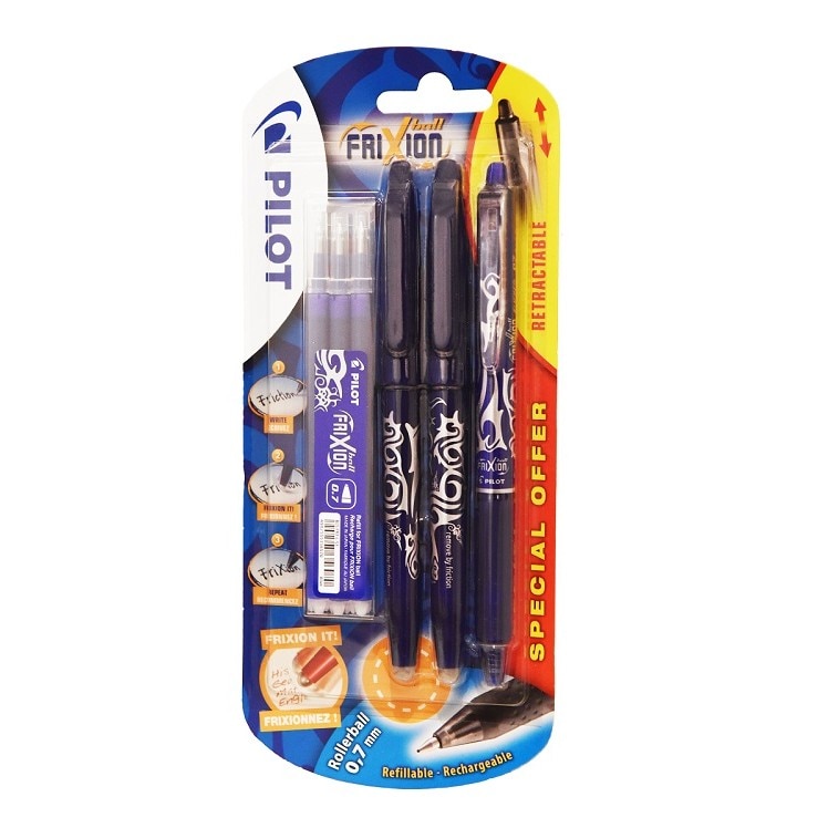Комплект от 3 ролки Pilot Frixion 0.7 + 3 резерви Pilot Frixion 0.7 ...