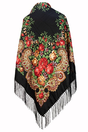 Batic etno, din casmir, model floral, multicolor, pe fond negru - eMAG.ro