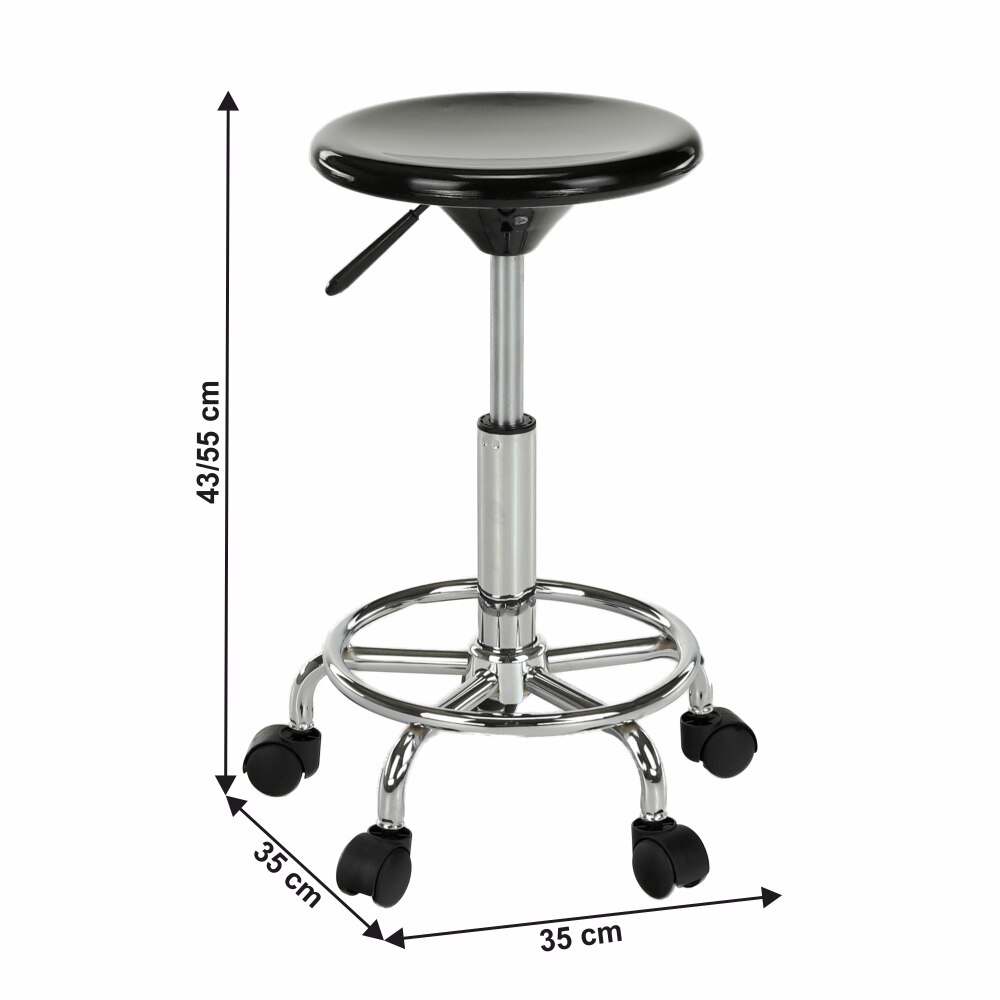 Taburet negru, rotund, pe roti, inaltime reglabila, cabinet, birouri ...