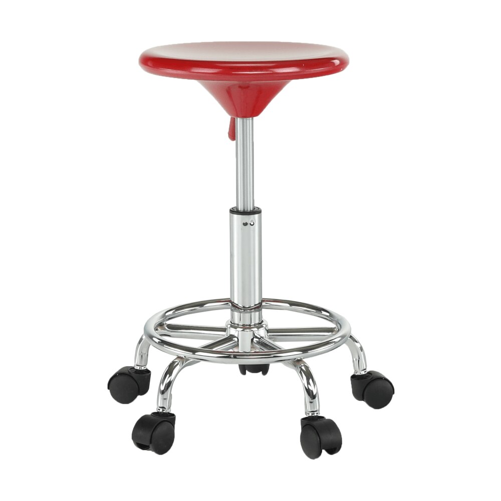 Taburet rosu, pe roti, inaltime reglabila, cabinet, living, birou ...