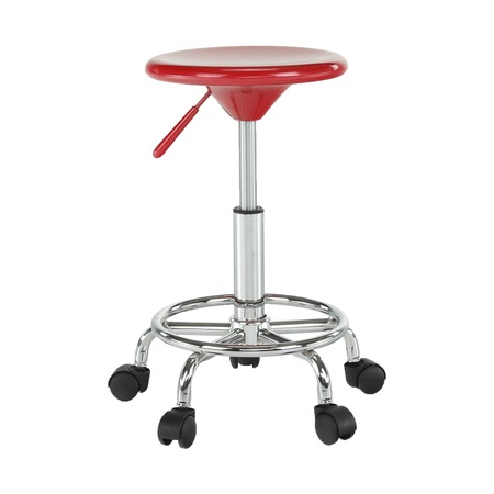 Taburet rosu, pe roti, inaltime reglabila, cabinet, living, birou ...