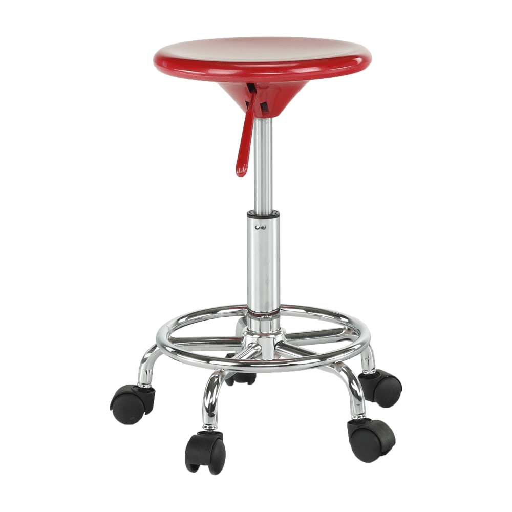 Taburet rosu, pe roti, inaltime reglabila, cabinet, living, birou ...