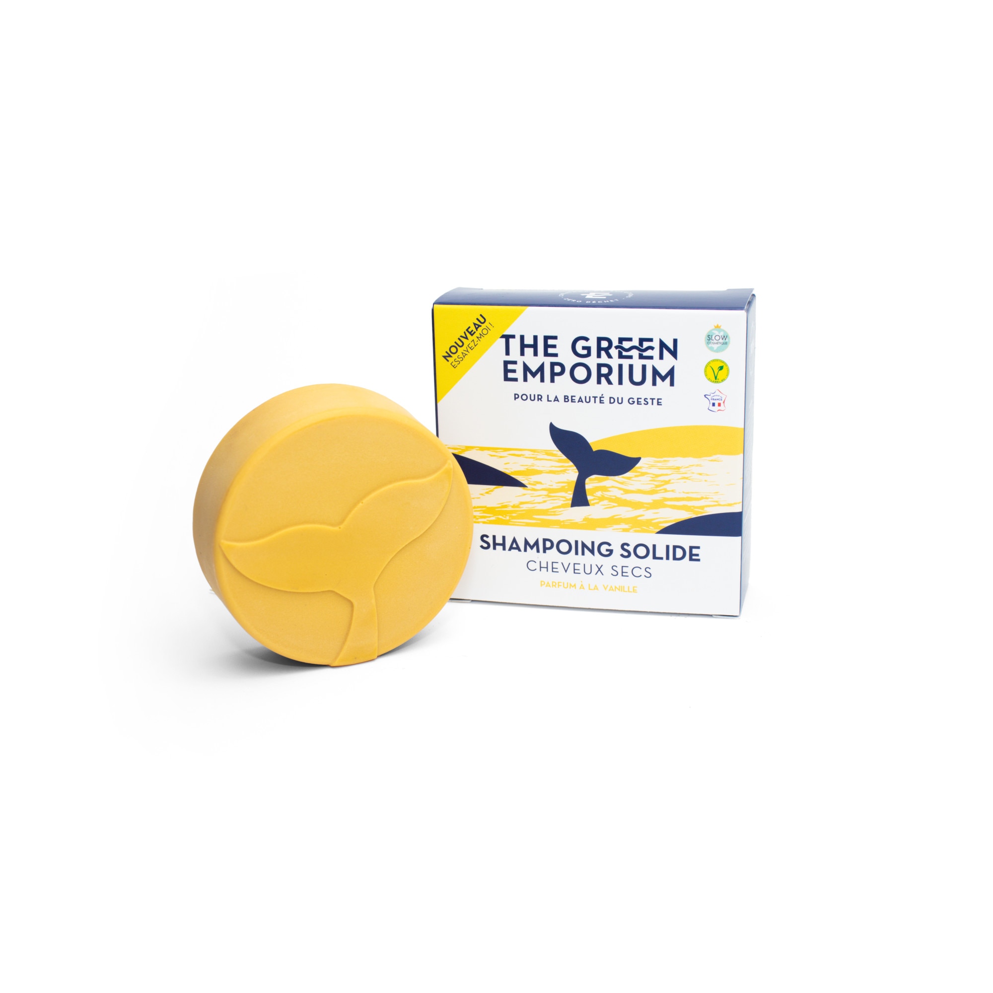 Sampon solid, THE GREEN EMPORIUM, cu vanilie, pentru par uscat, 82 g ...