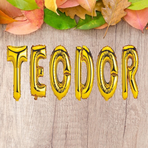 Комплект балони Teodor Name, злато, 40 см - eMAG.bg