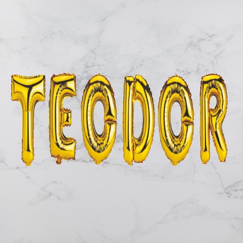 Комплект балони Teodor Name, злато, 40 см - eMAG.bg