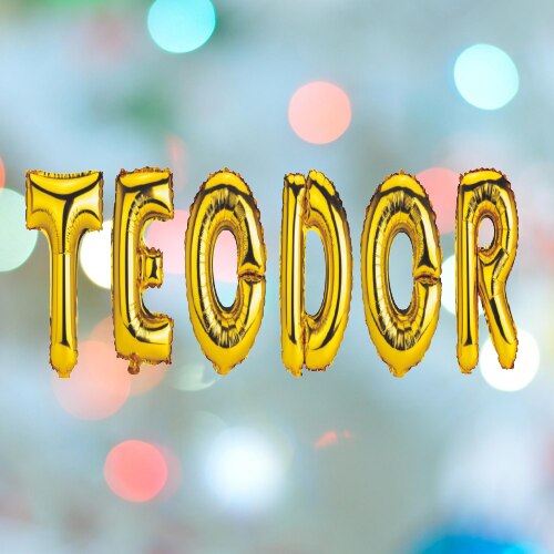 Комплект балони Teodor Name, злато, 40 см - eMAG.bg