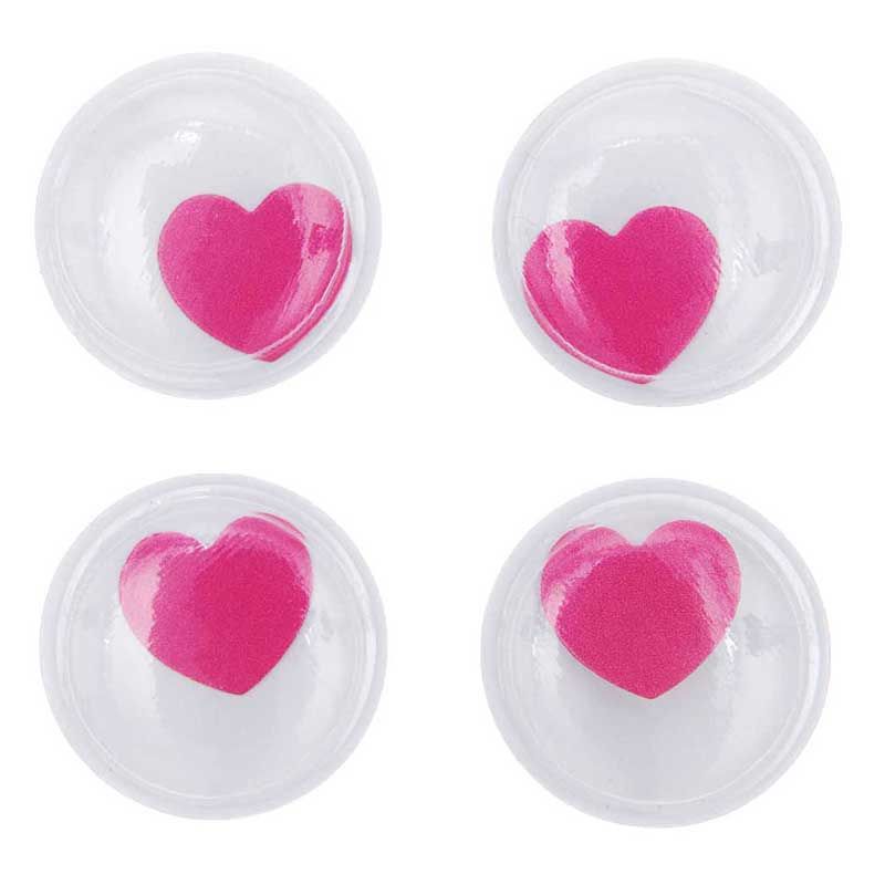 Autocolante cu ochi in miscare Rico Design, 35 mm, Pupile roz, Inimi ...