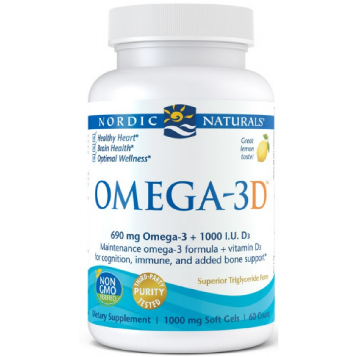 Хранителна добавка, Nordic Naturals, Омега 3/Витамин D3, 60 капсули ...