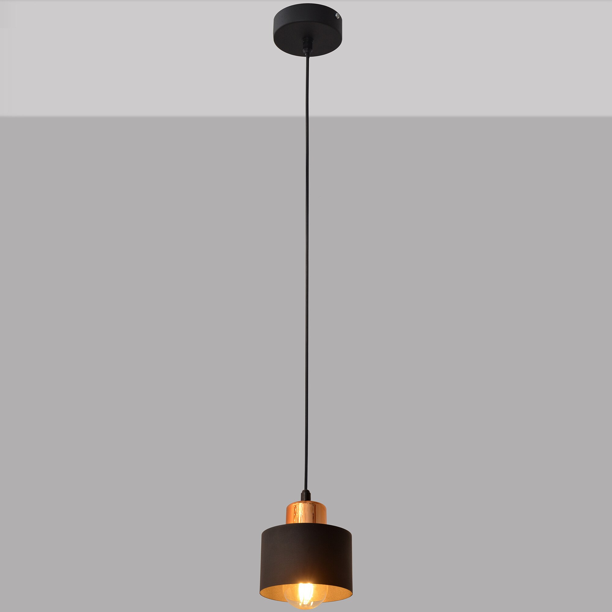 Lustra HELAM, Edison II, E27, 1x60W, Negru - eMAG.ro
