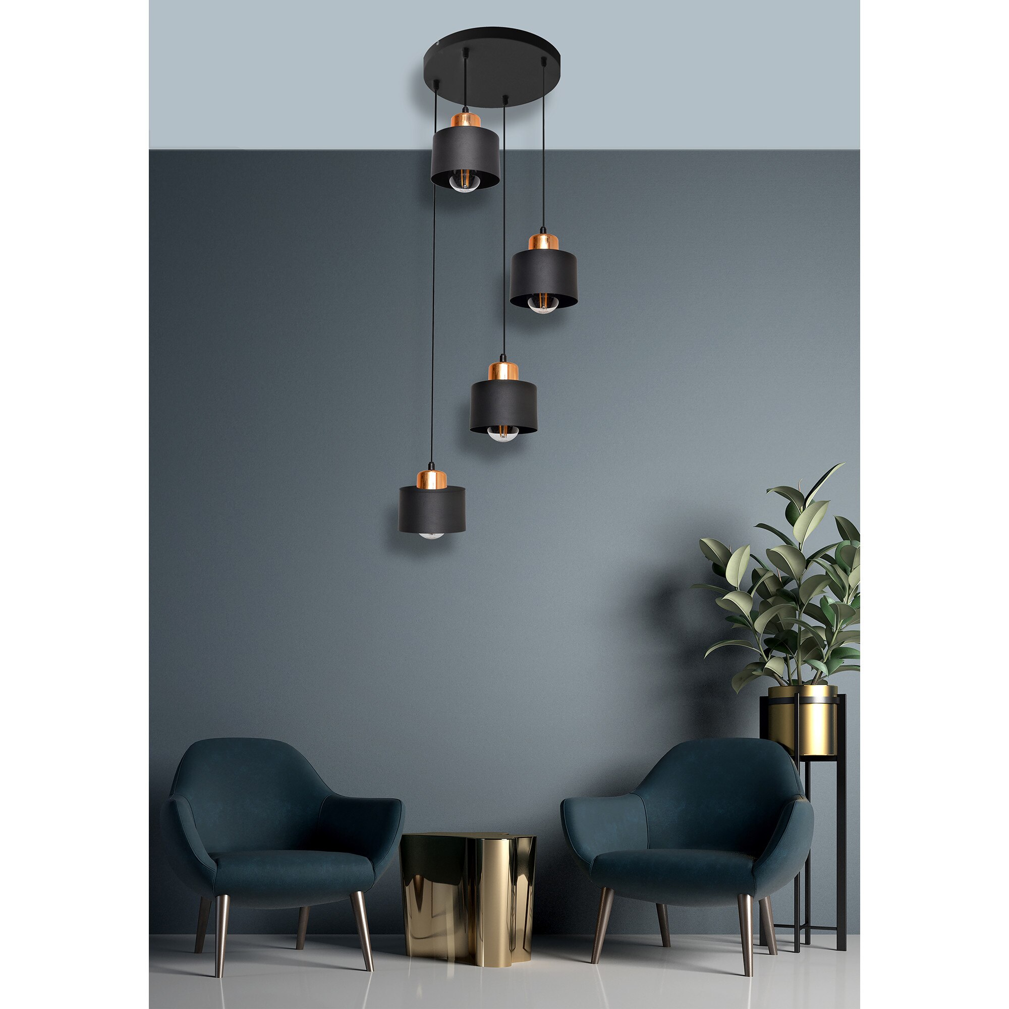 Lustra HELAM, Edison II, E27, 4x60W, Negru - eMAG.ro