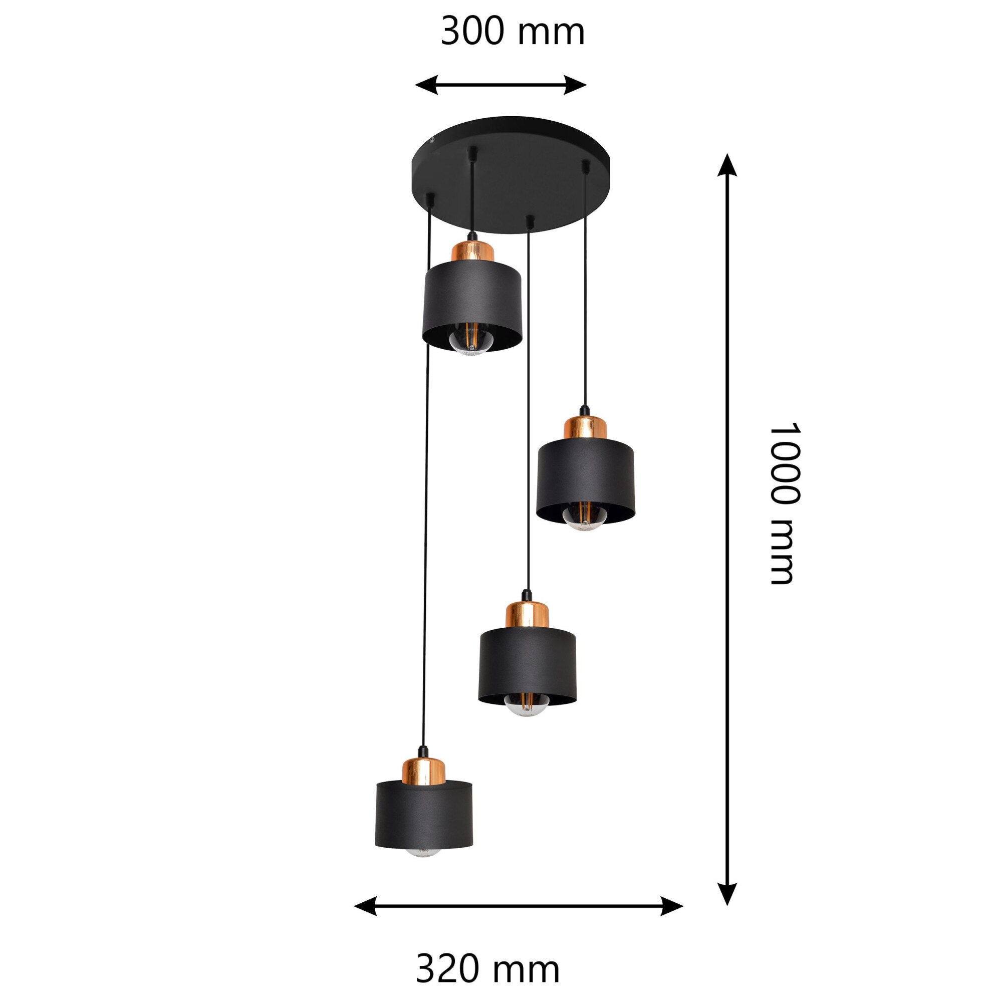 Lustra HELAM, Edison II, E27, 4x60W, Negru - eMAG.ro
