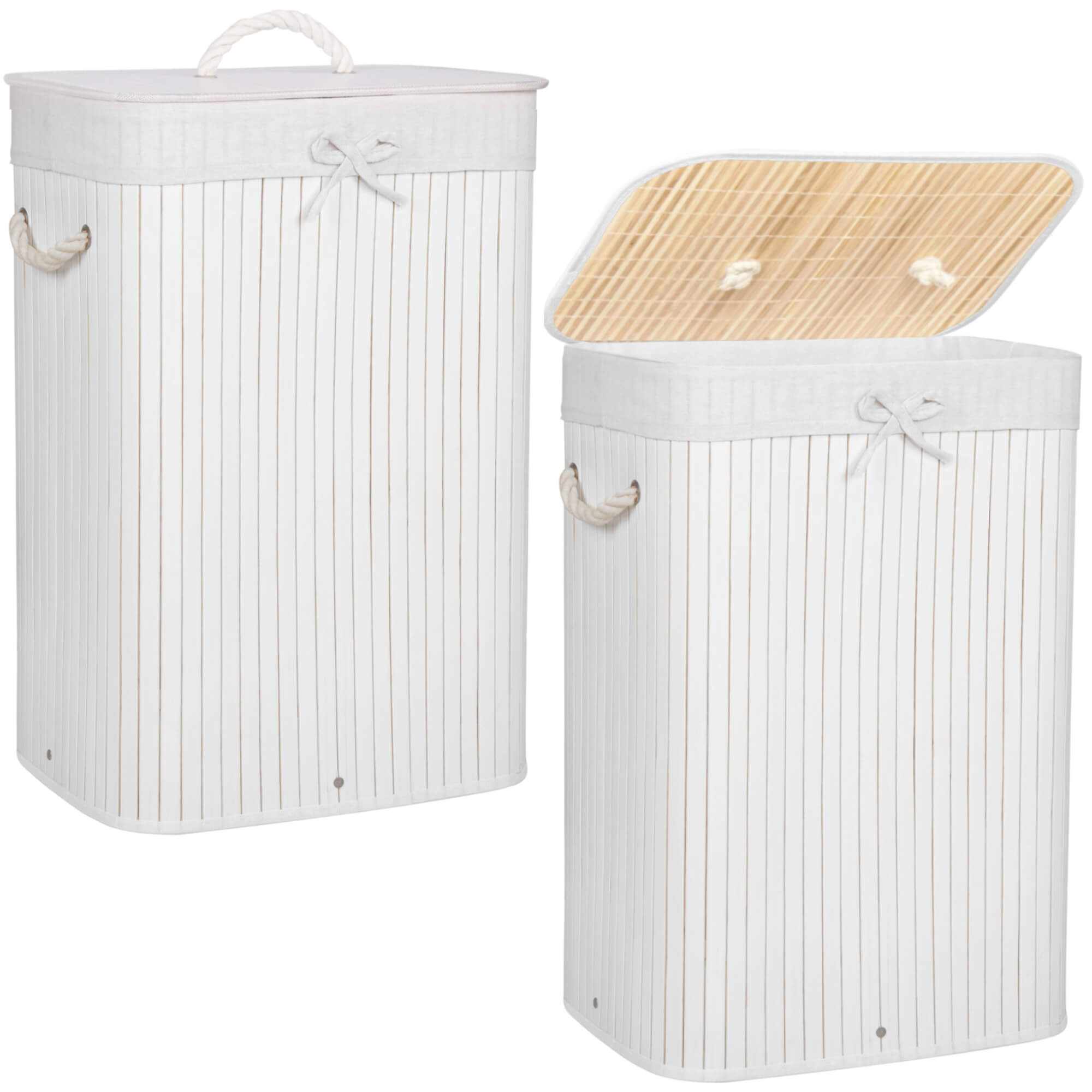 Cos de rufe Springos, bambus, 72 L, alb - eMAG.ro