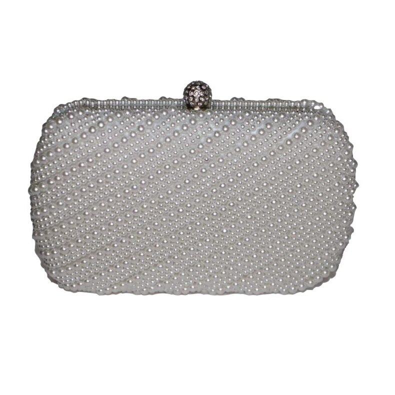 Geanta dama, Dream, Clutch, Alb cu perle, 20 x 12 x 4,5 cm - eMAG.ro