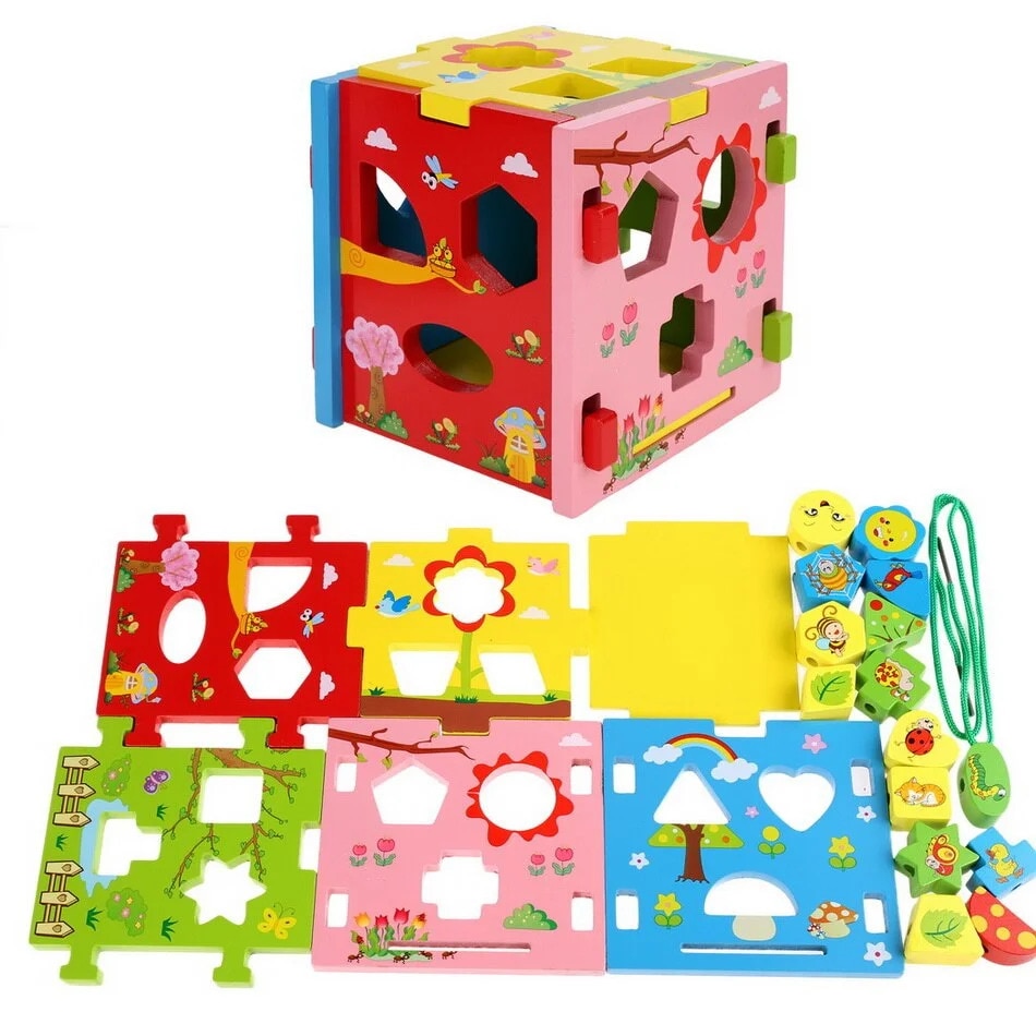 Fa kocka, formaválogató és madzag - eMAG.hu